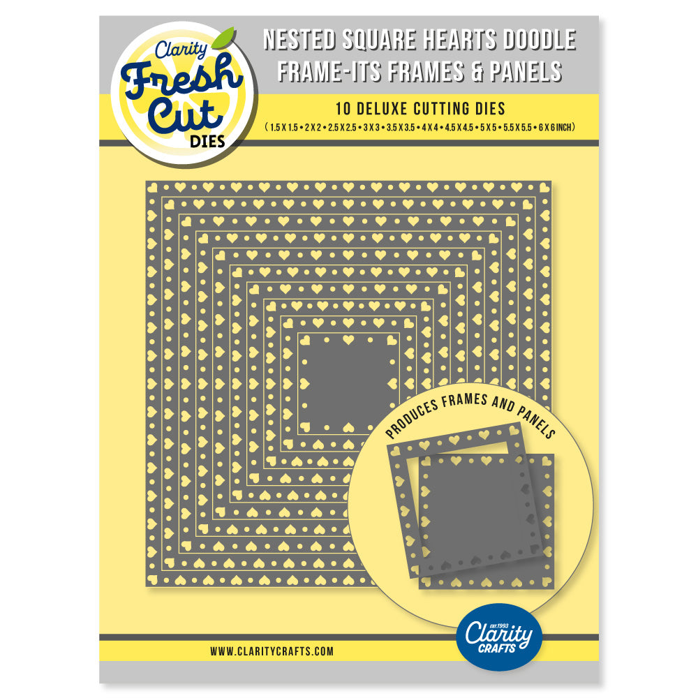 Nested Square Hearts Doodle Frame-Its Frames & Panels Die Set – Clarity ...