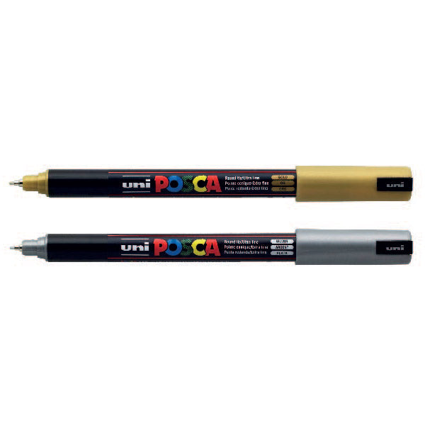 Gold & Silver - Uni Posca Marker Pen - PC-1MR - Ultra Fine – Claritystamp