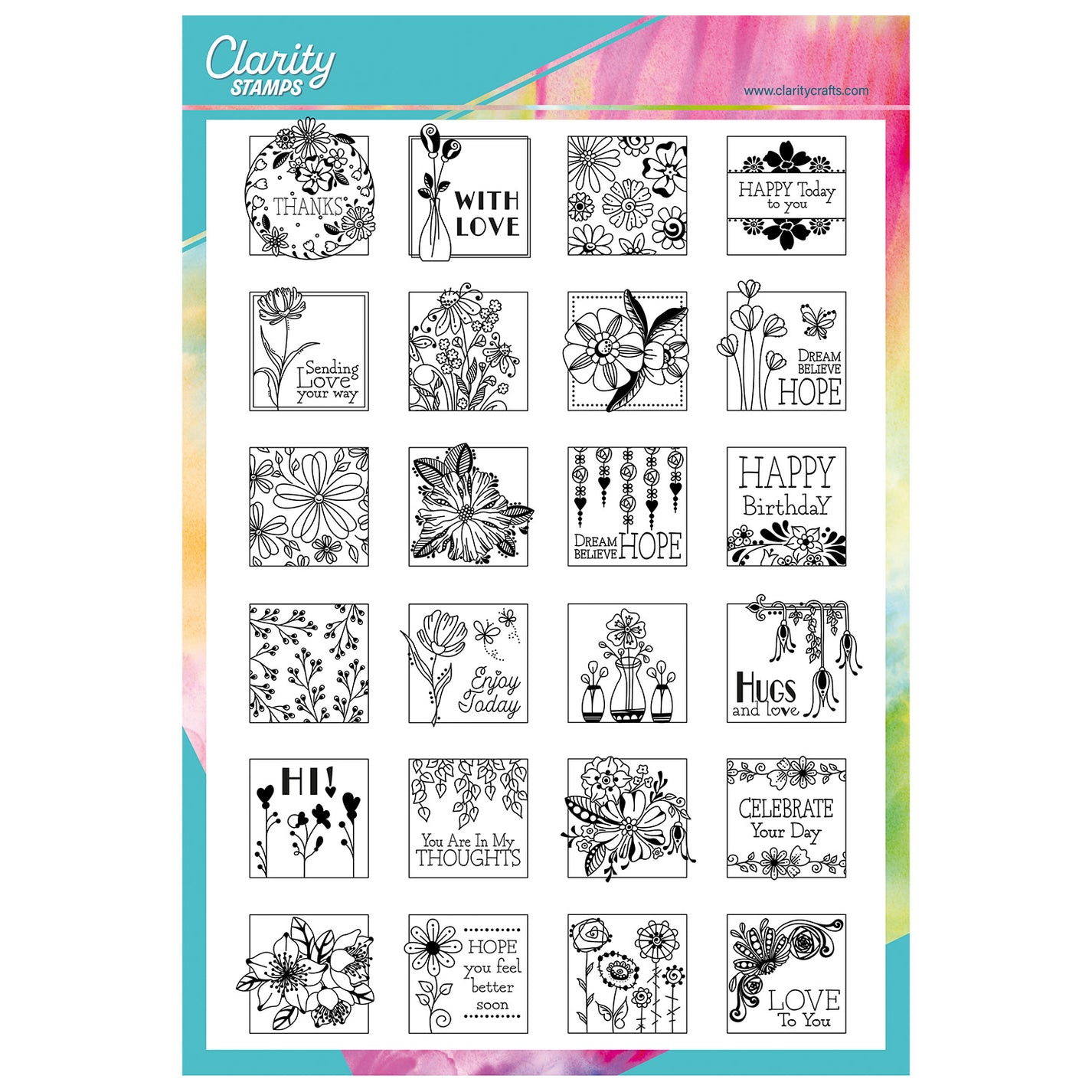 KISS by Clarity - Tina's Flowers Sampler A4 Stamp Set – Clarity Crafts