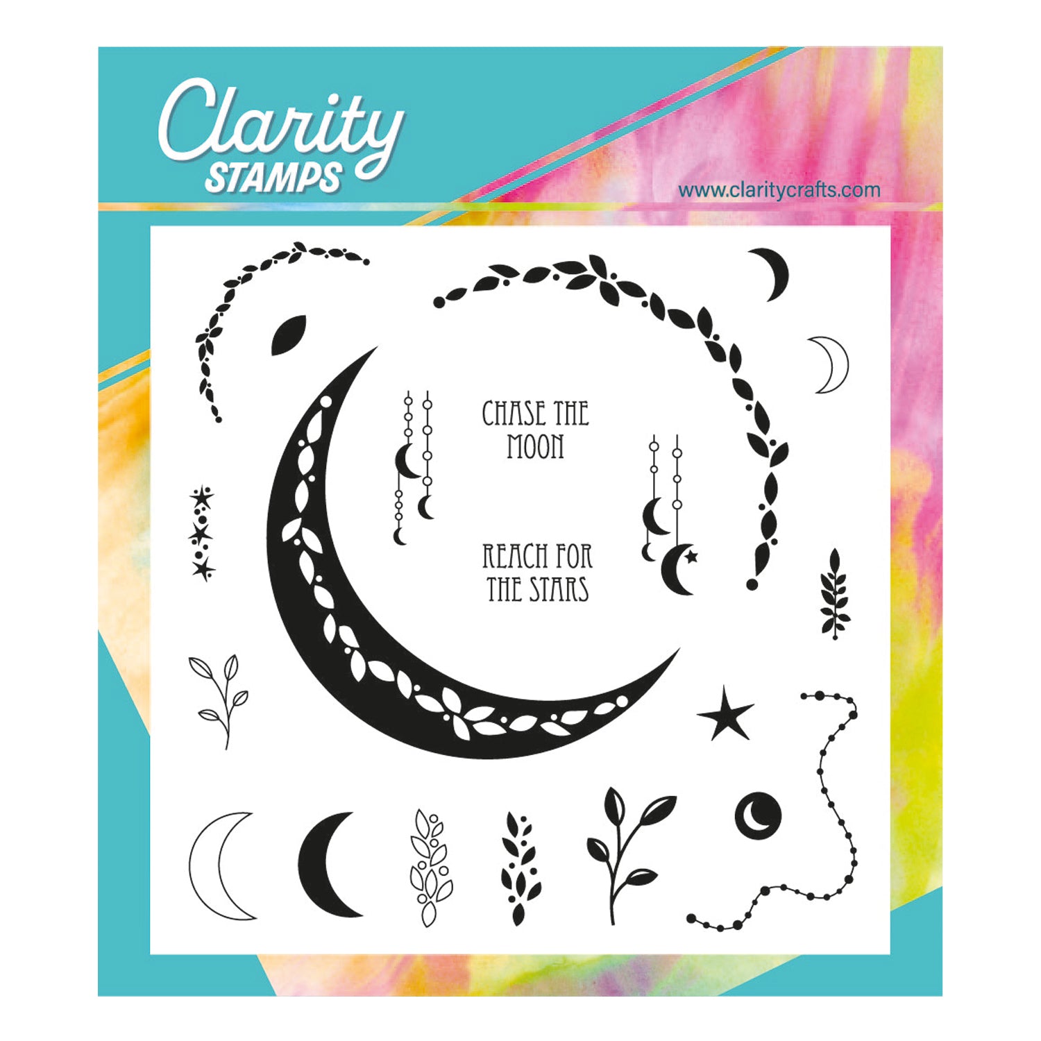 Leafy Crescent Moon A5 Square Stamp Set – Clarity Crafts