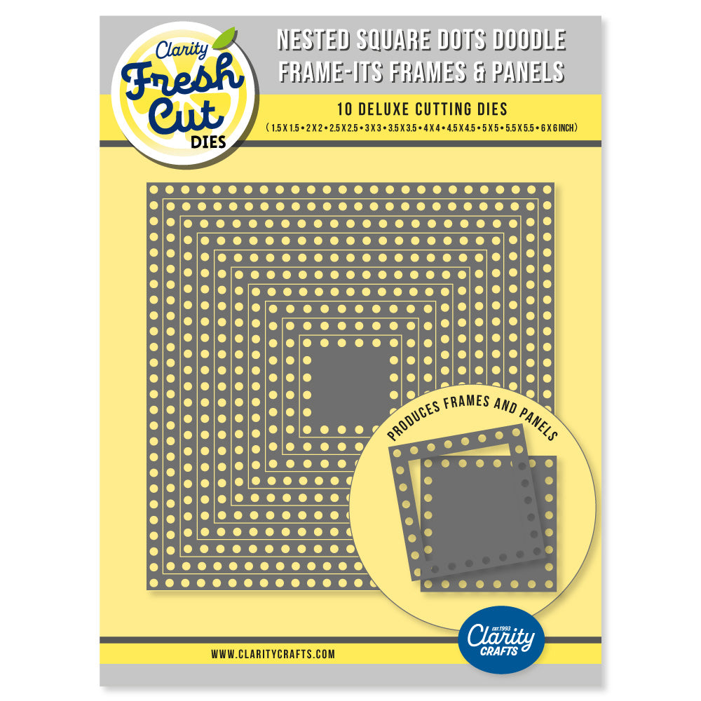 Nested Square Dots Doodle Frame-Its Frames & Panels Die Set – Claritystamp
