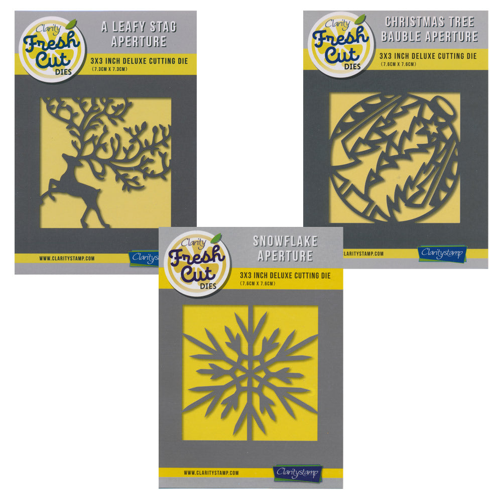 Festive 3" x 3" Aperture Trio Clarity Fresh Cut Dies – Claritystamp