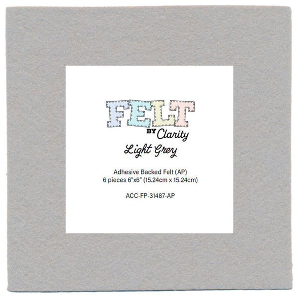 Felt by Clarity - Light Grey 6" x 6" Adhesive Backed Felt x6 – Claritystamp