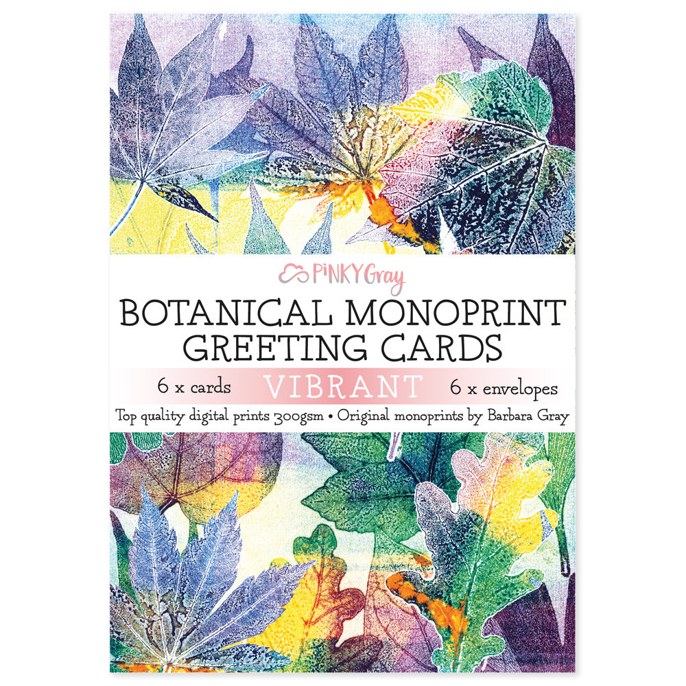 Pinky Gray - Vibrant - Botanical Monoprint Greeting Cards & Envelopes ...