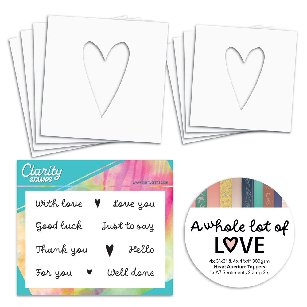 A Whole Lot of Love Heart Aperture Toppers & A7 Sentiments Stamp Set ...