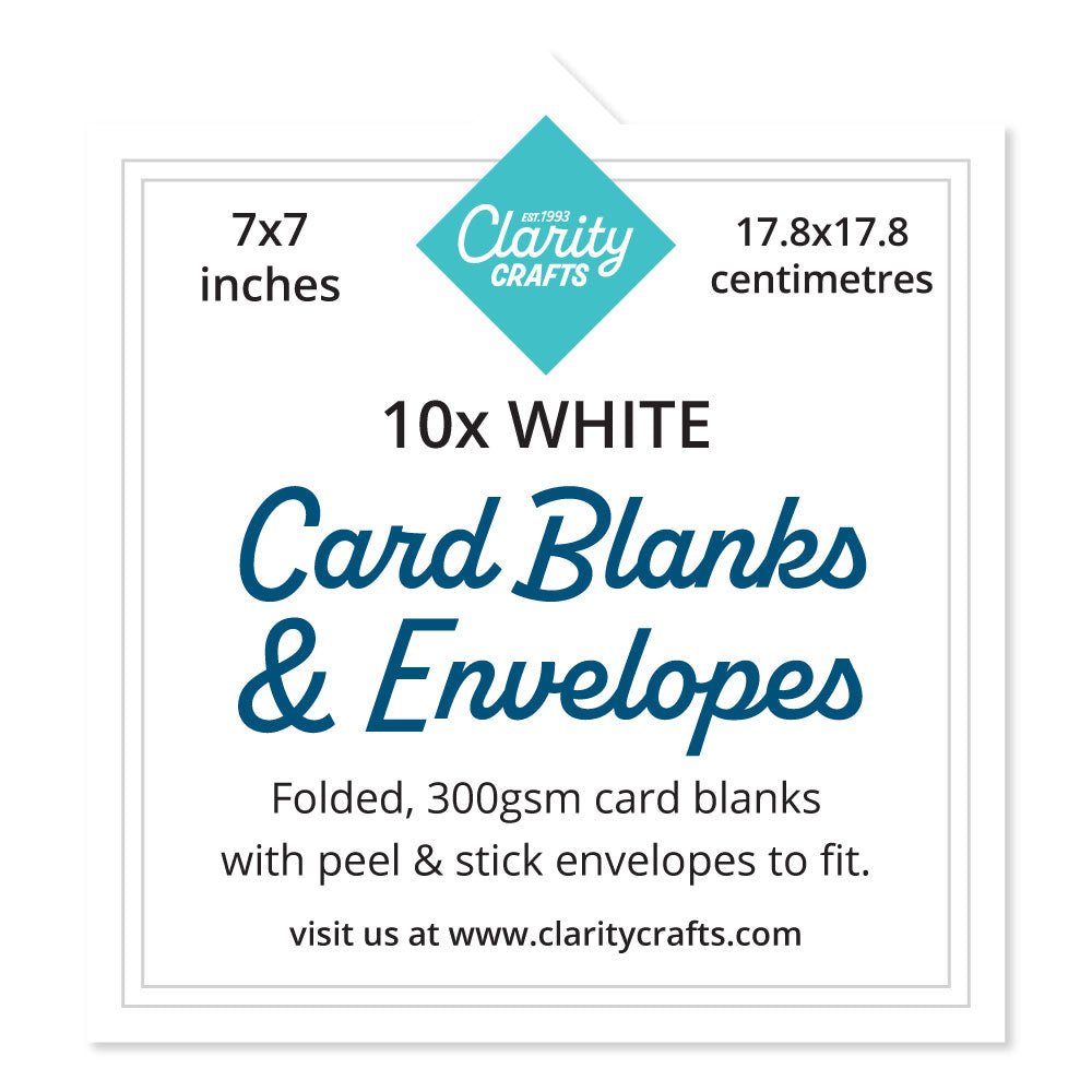 7" x 7" White Card Blanks & Envelopes x10 – Claritystamp