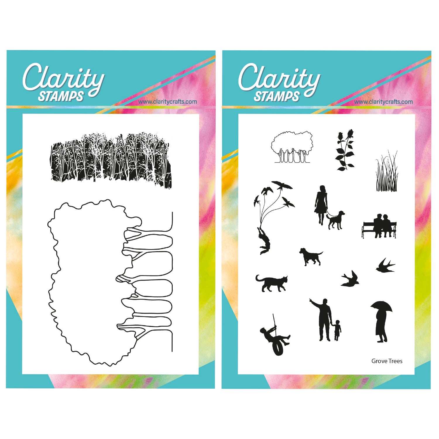 Grove Trees Outline & Family Miniatures A6 Stamp & Mask Duo – Clarity ...