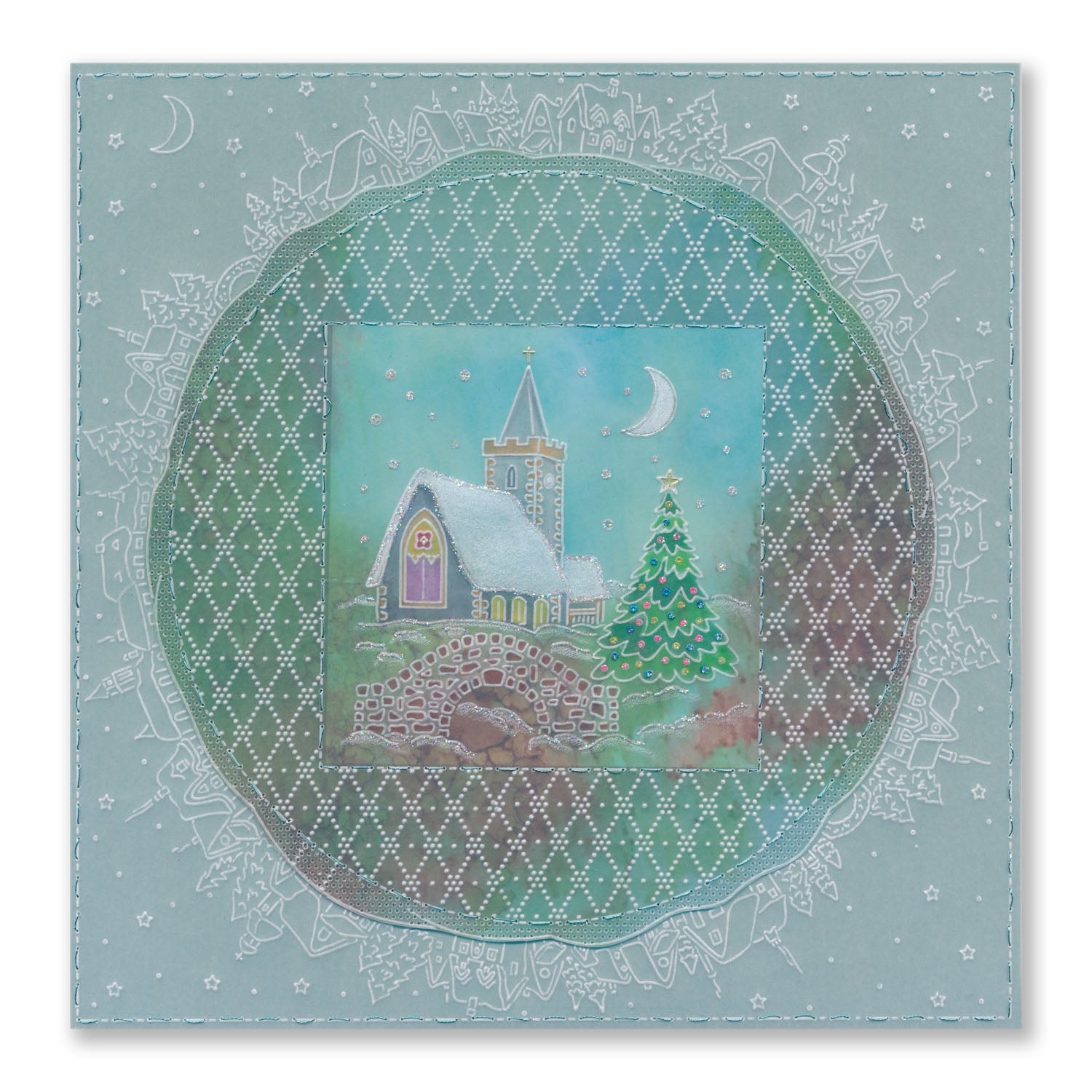 Linda's Silent Night Layering Frame A4 Square Groovi Plate – Clarity Crafts