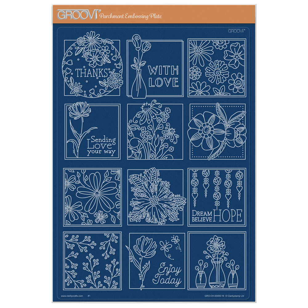 Tina's Thanks Floral Sampler A4 Groovi Plate – Clarity Crafts