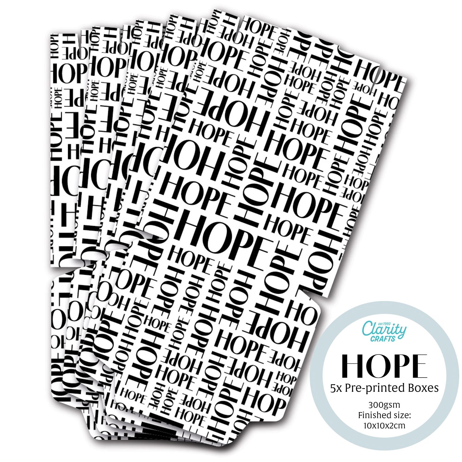 Pack of 5 Pre-Printed Boxes - Hope – Clarity Crafts
