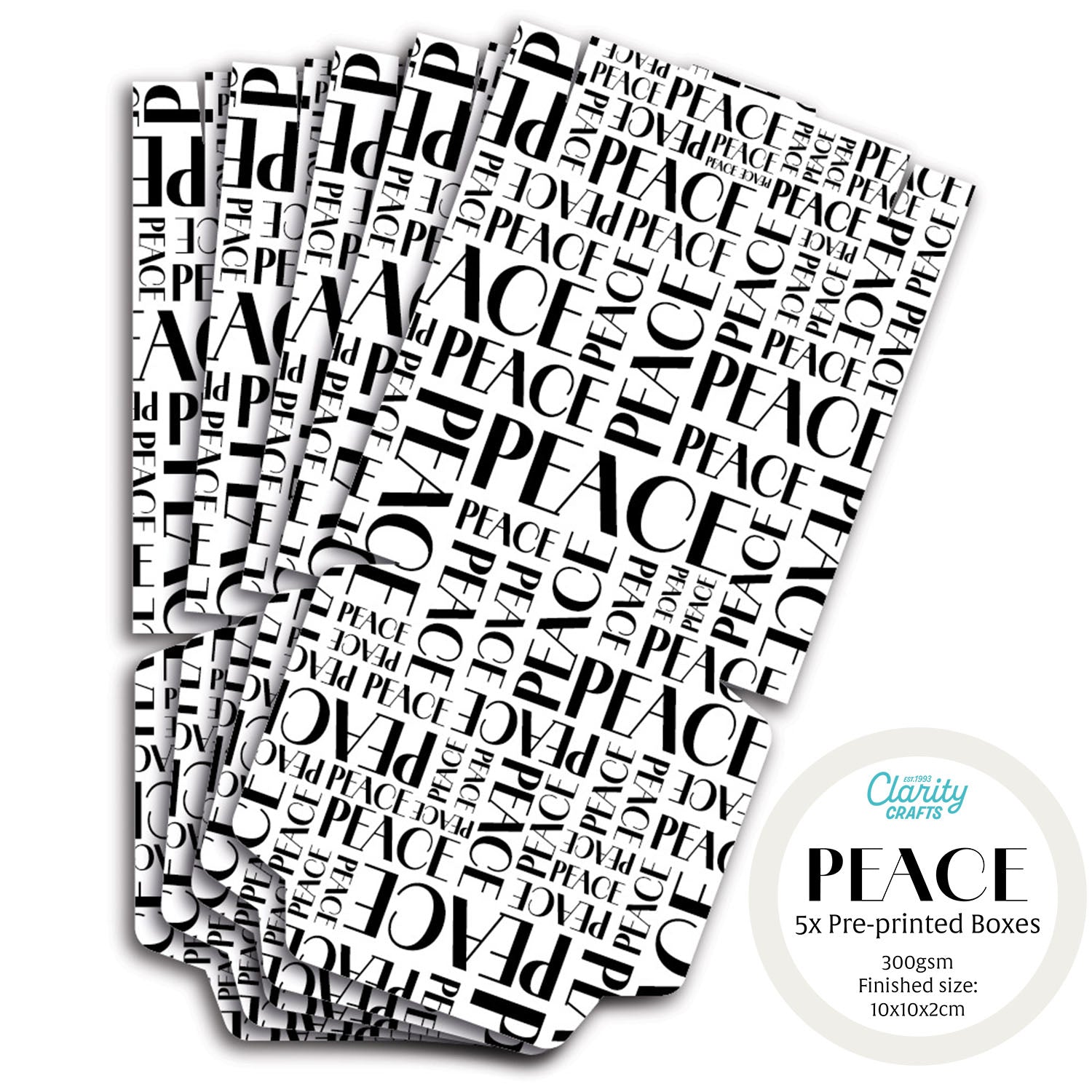 Pack of 5 Pre-Printed Boxes - Peace – Clarity Crafts