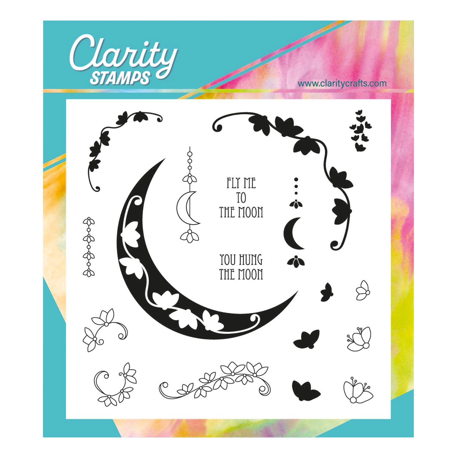 Floral Crescent Moon A5 Square Stamp Set – Clarity Crafts
