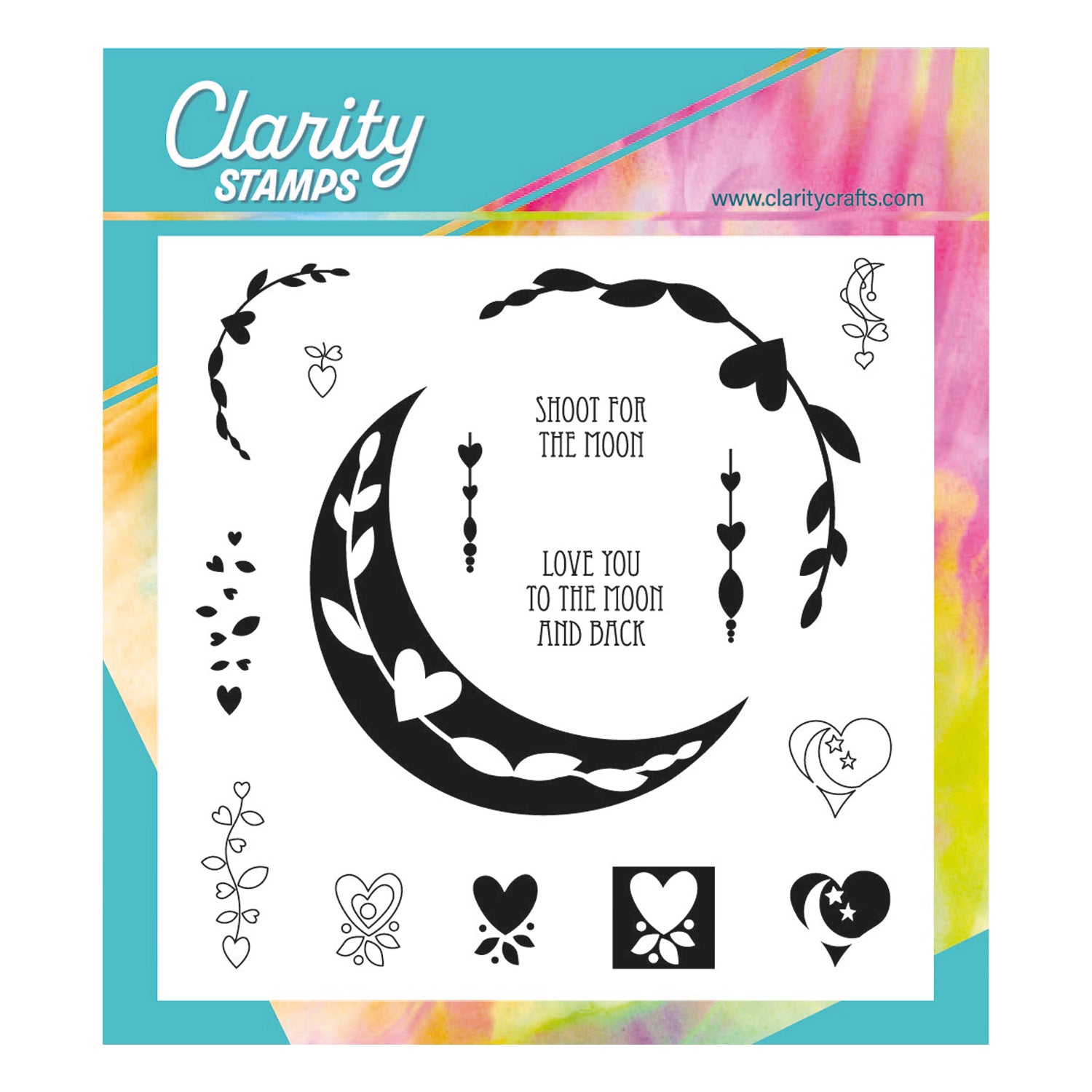 Hearty Crescent Moon A5 Square Stamp Set – Clarity Crafts
