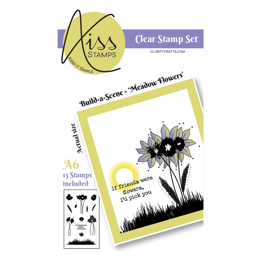 KISS by Clarity - Build-a-Scene Meadow Flowers A6 Stamp Set – Claritystamp