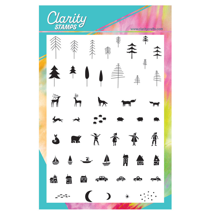 Mega Build a Landscape - Folk Art A5 Stamp Set – Clarity Crafts