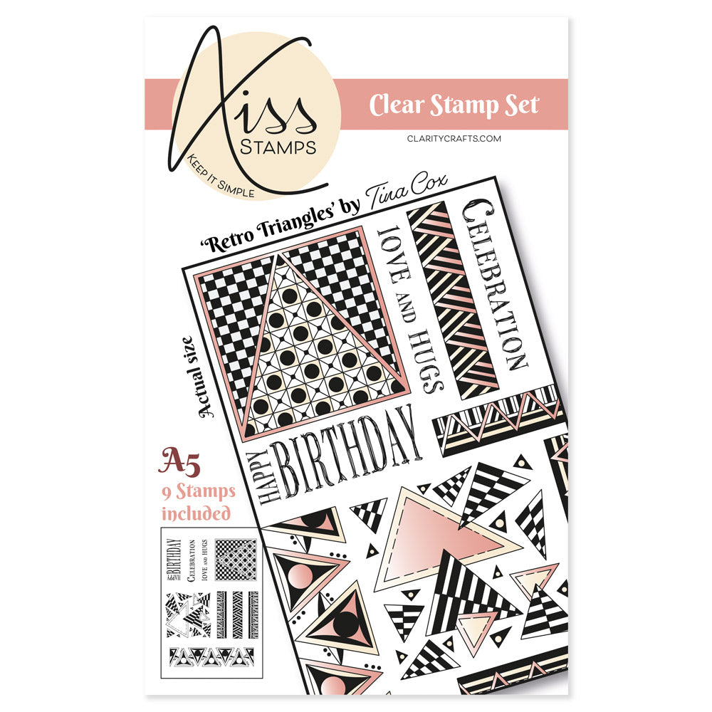 KISS by Clarity - Tina's Retro Triangles A5 Stamp Set – Claritystamp