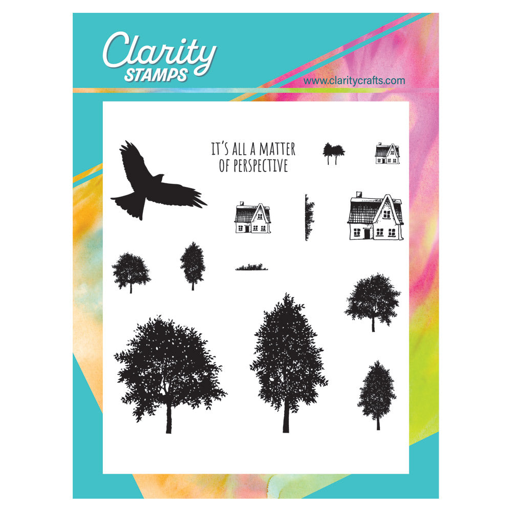 Hill Top - Treescape A6 Square Stamp & Mask Set – Claritystamp