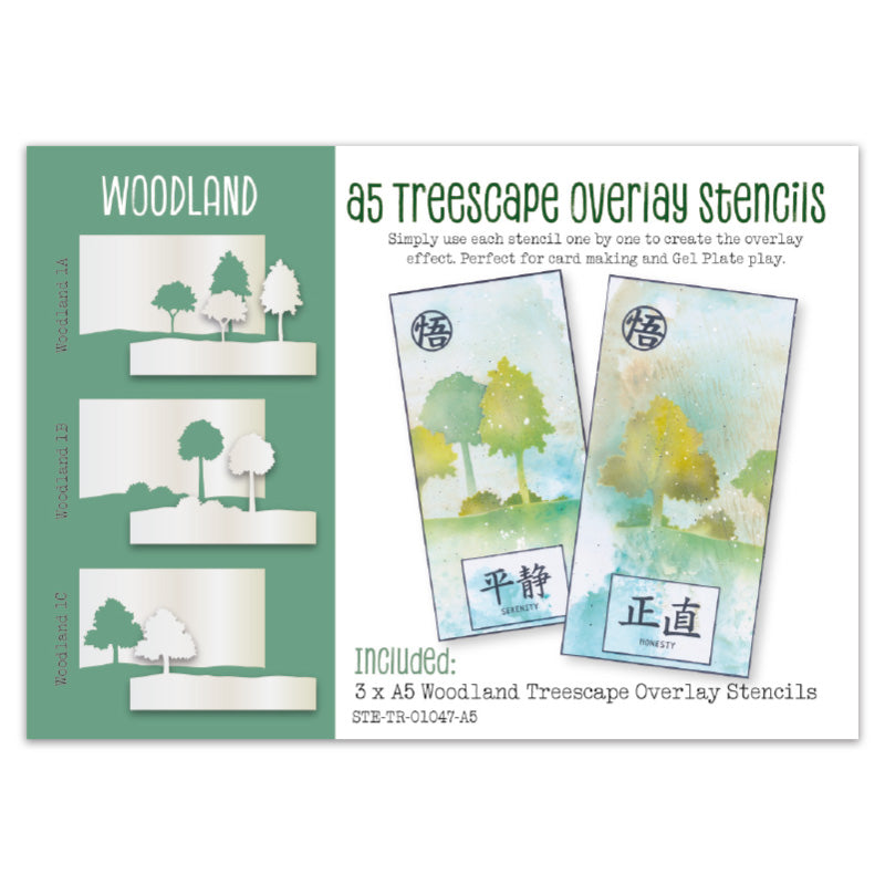 Woodland Treescape Overlay A5 Stencil Trio – Clarity Crafts