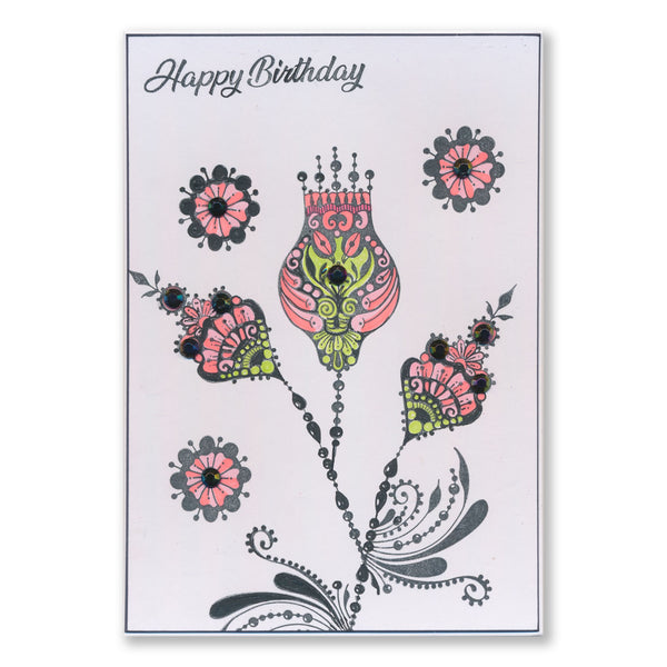KISS by Clarity - Tina's Happy Birthday Henna A5 Stamp Set – Claritystamp