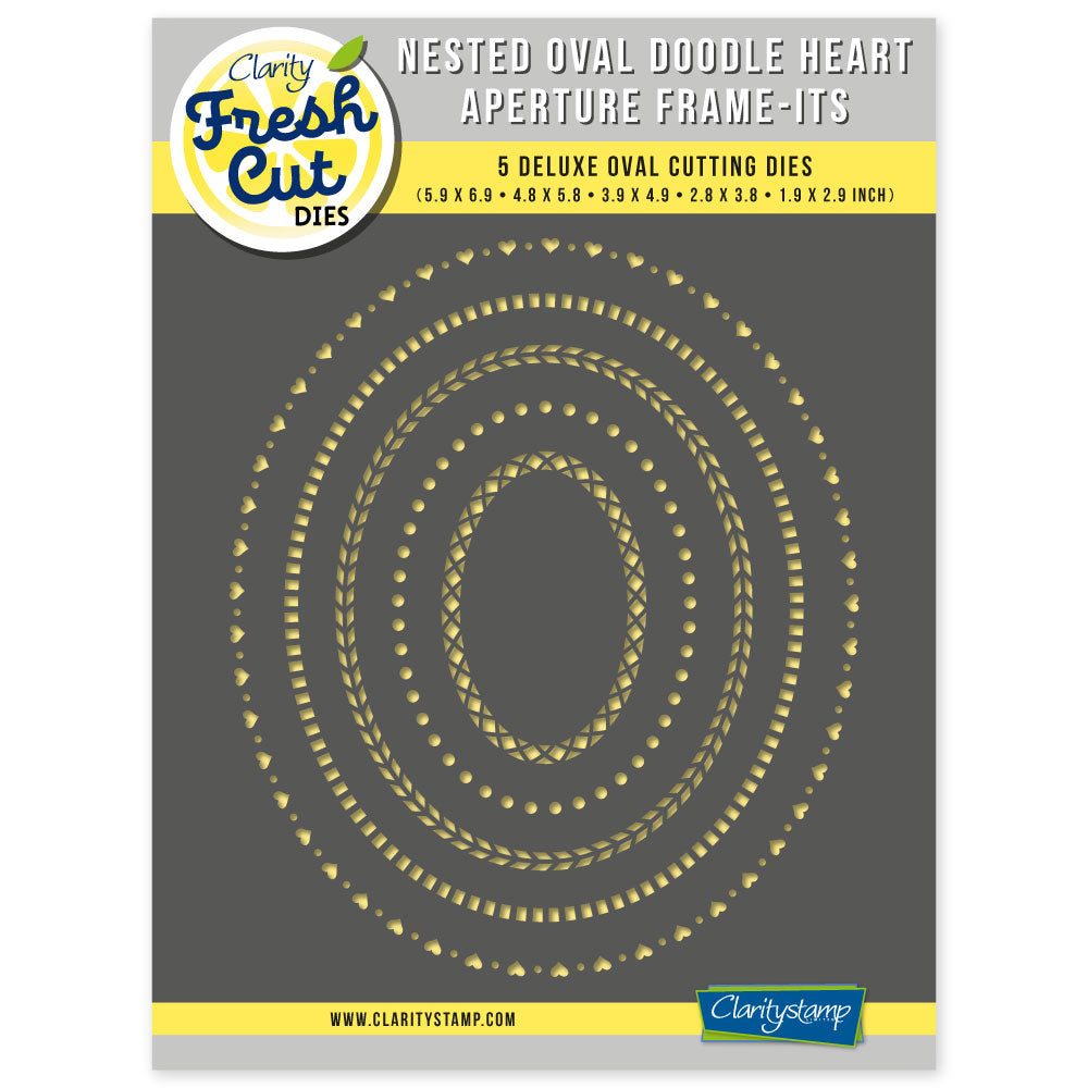 Nested Oval Heart Doodle Aperture Frame-its Die Set – Clarity Crafts