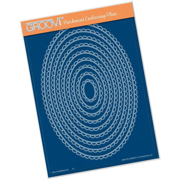 Nested Scallops Ovals A5 Groovi Plate – Claritystamp