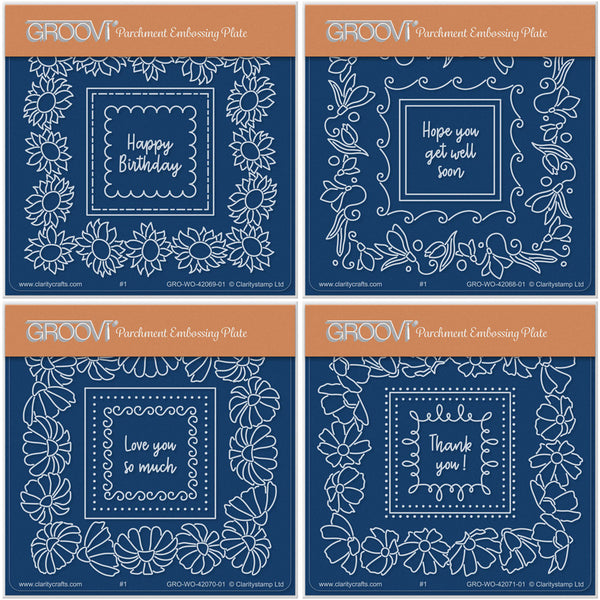 Delightful Square Floral Frames A6 Square Groovi Plate Collection ...