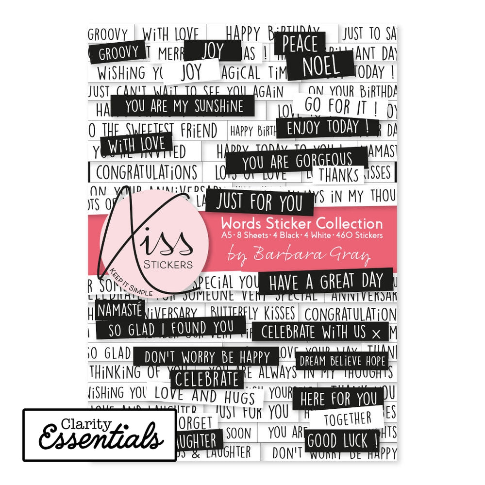 KISS Words Sticker Collection by Barbara Gray – Claritystamp