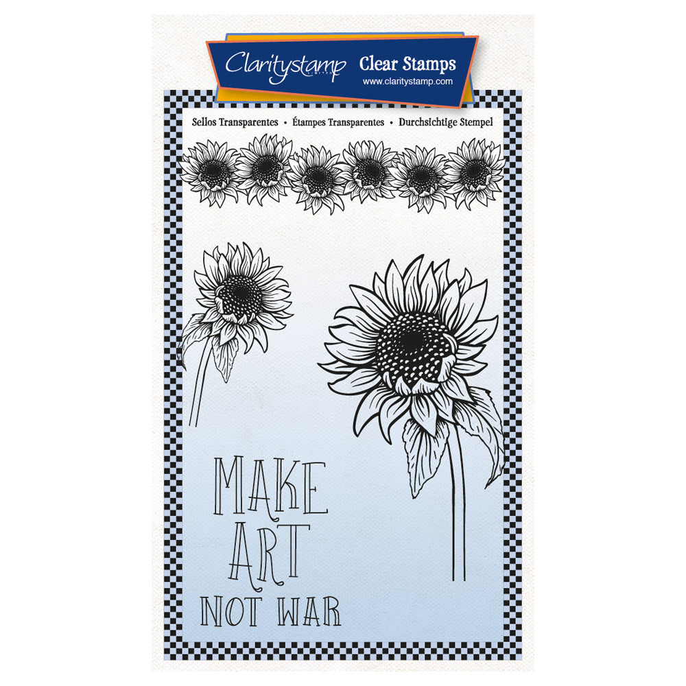 Make Art Not War Sunflower A6 Stamp Set – Claritystamp