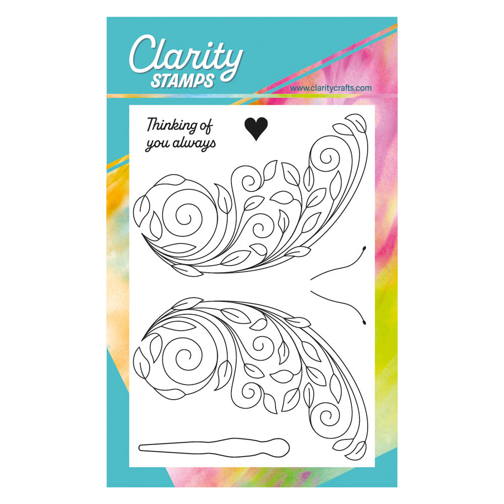 Large Leafy Swirl Butterfly A6 Stamp & Mask Set – Claritystamp