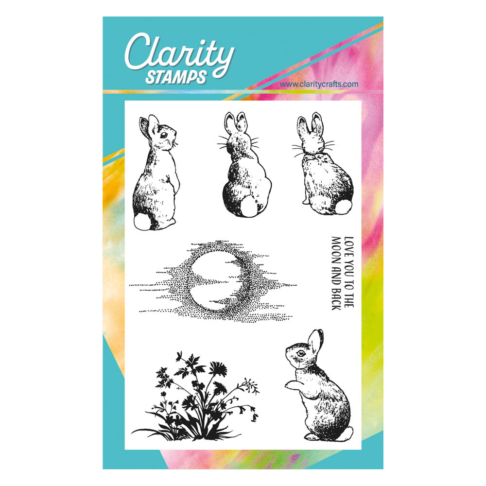 Bunnies & Moon Shadow A6 Stamp & Mask Set – Claritystamp