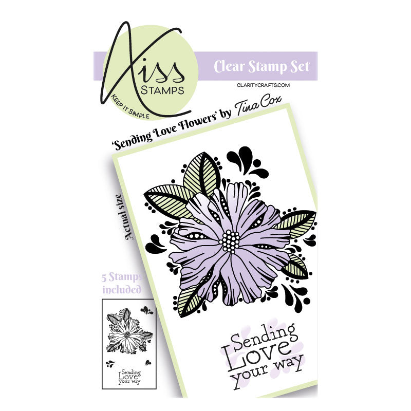 A7 KISS by Clarity - Tina's Sending Love Flowers Stamp Set – Claritystamp
