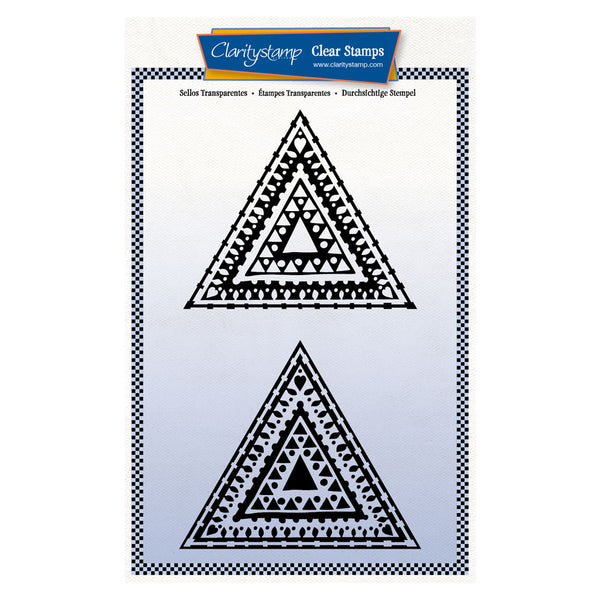 Block Print Leafy Triangles - Two Way Overlay A5 Stamp Set – Claritystamp
