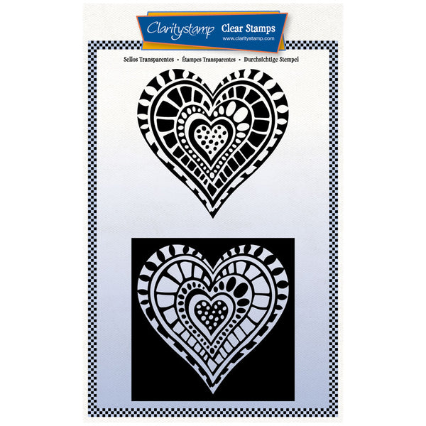 Barbara's Dotty Hearts Block Print - Two Way Overlay A5 Stamp Set ...