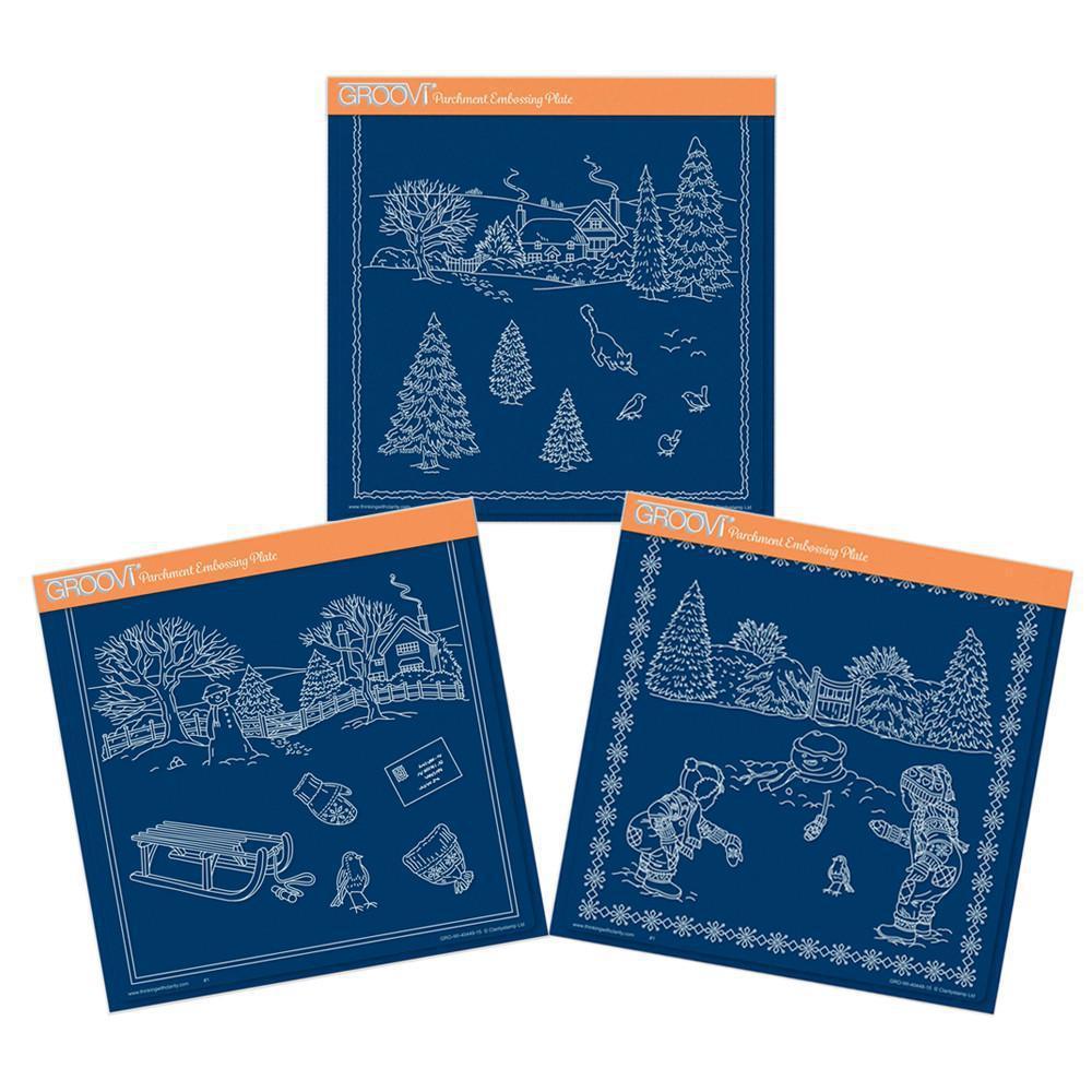 Jayne's Winter Scenes Collection A4 Square Groovi Plate Set – Claritystamp