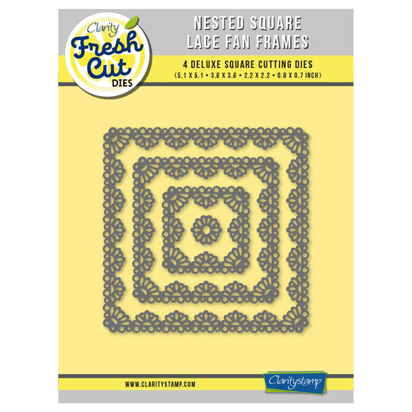 Nested Square Lace Fan Frames Fresh Cut Die Set – Claritystamp