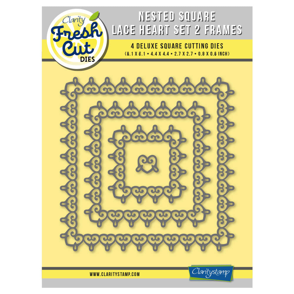 Nested Square Lace Heart Set 2 Frames Fresh Cut Die Set – Clarity Crafts